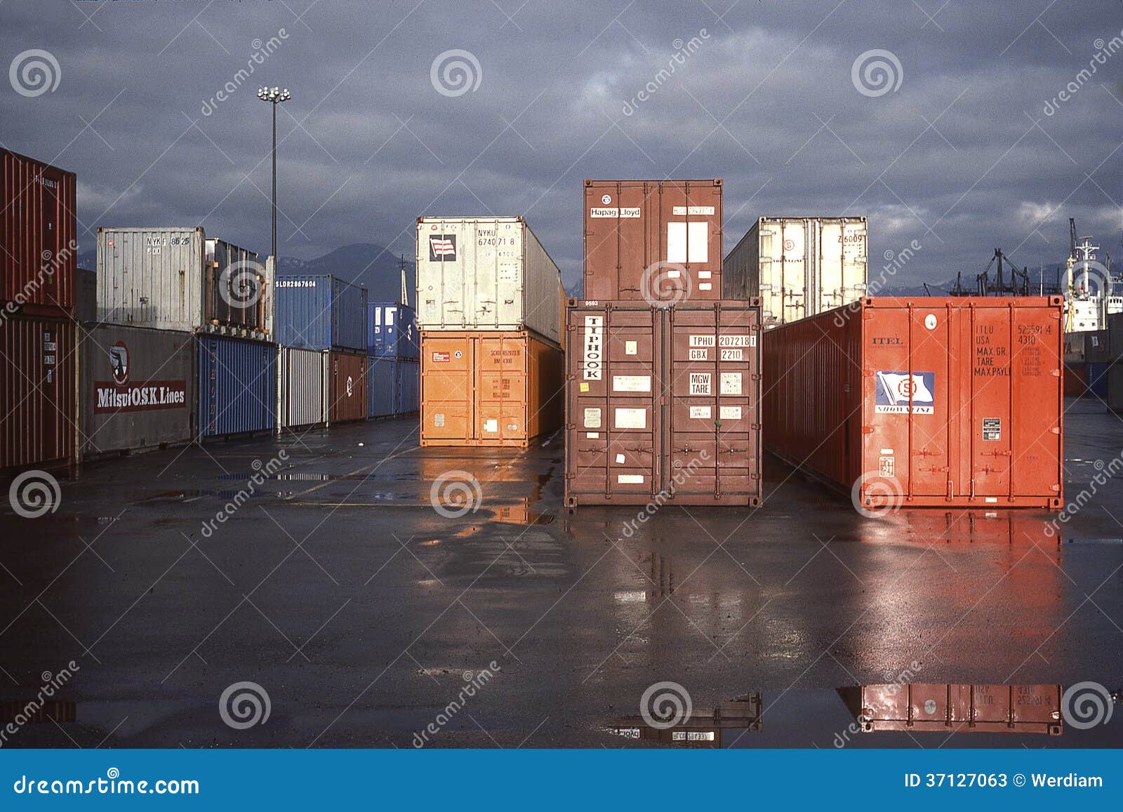 Containers Sitting on Shipping Dock Editorial Stock Photo - Image of ...