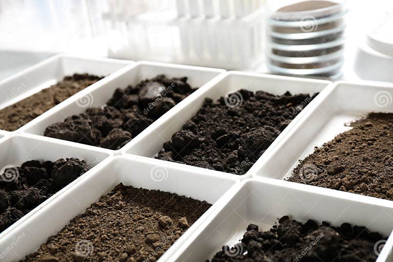 Containers with Soil Samples. Laboratory Research Stock Image - Image ...
