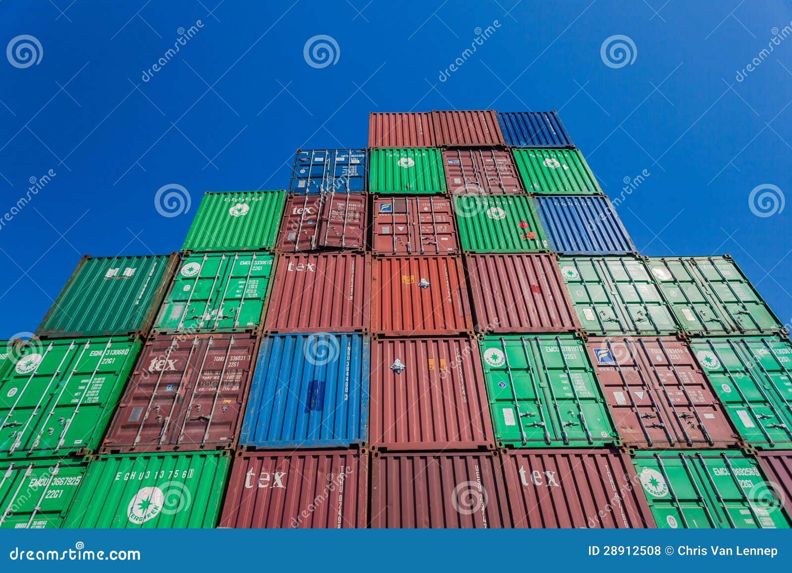 Containers Stack Blue editorial stock photo. Image of steel - 28912508