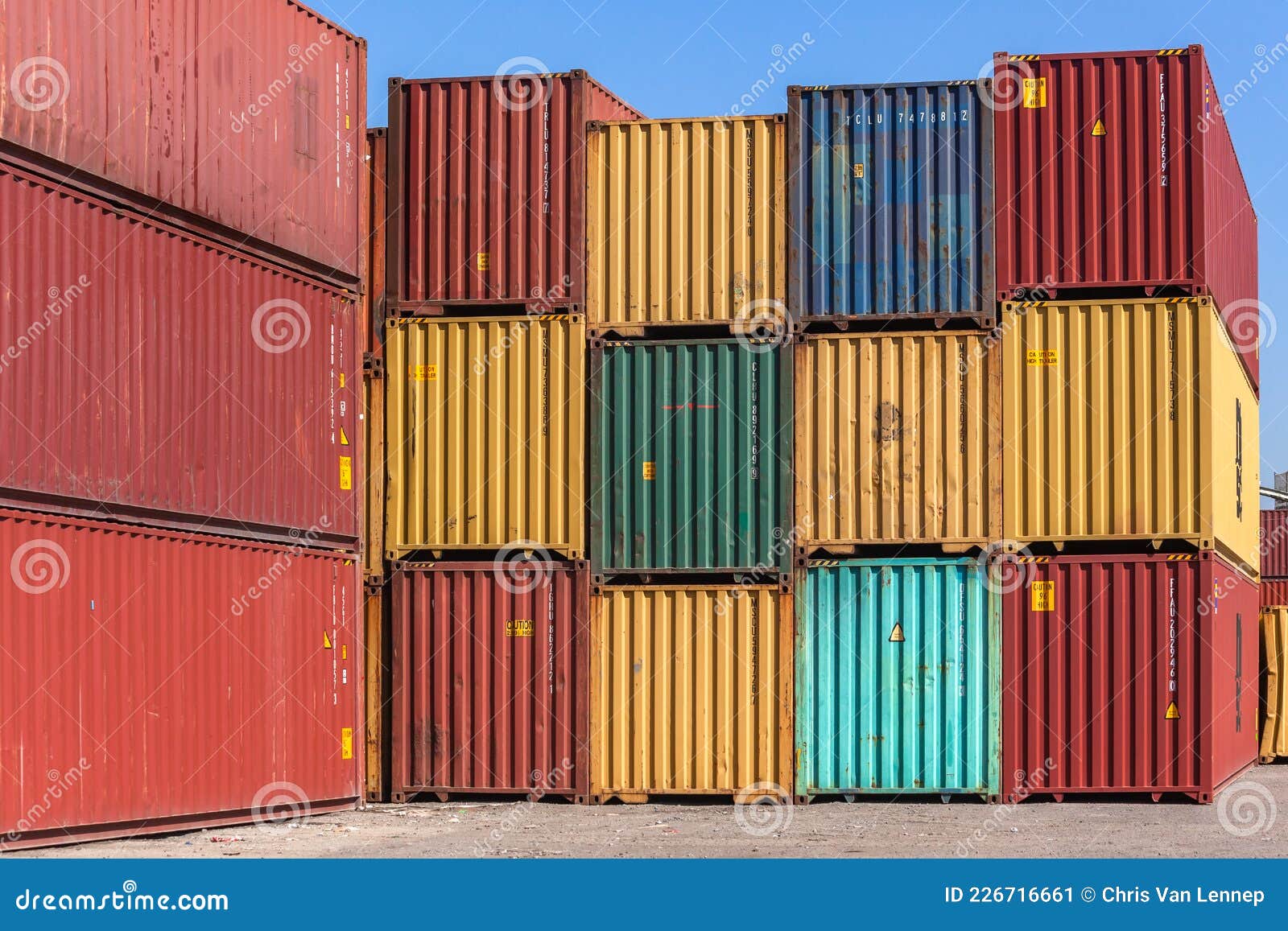 Shipping Cargo Containers Stack Yard Stock Image - Image of yellow ...