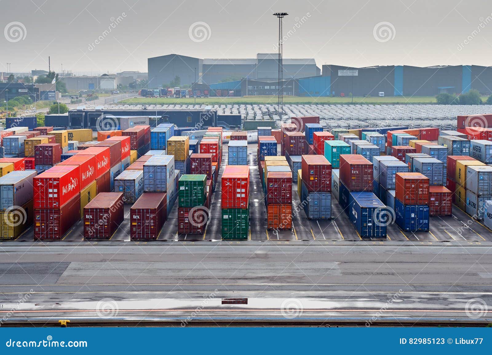 Containers stacked harbour editorial stock photo. Image of transport ...