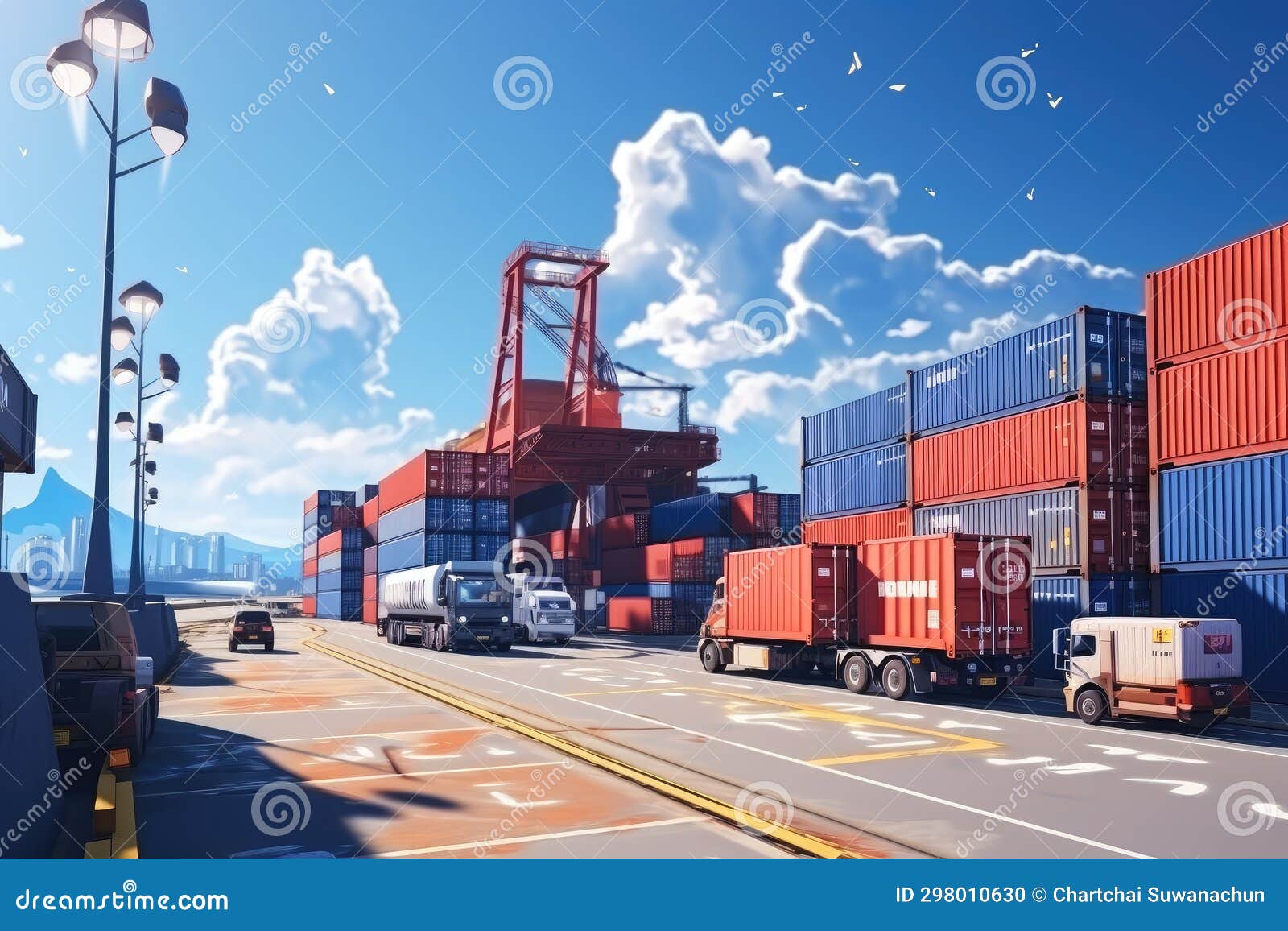 Containers Stacked on a Ship in the Port Representing the Import and ...