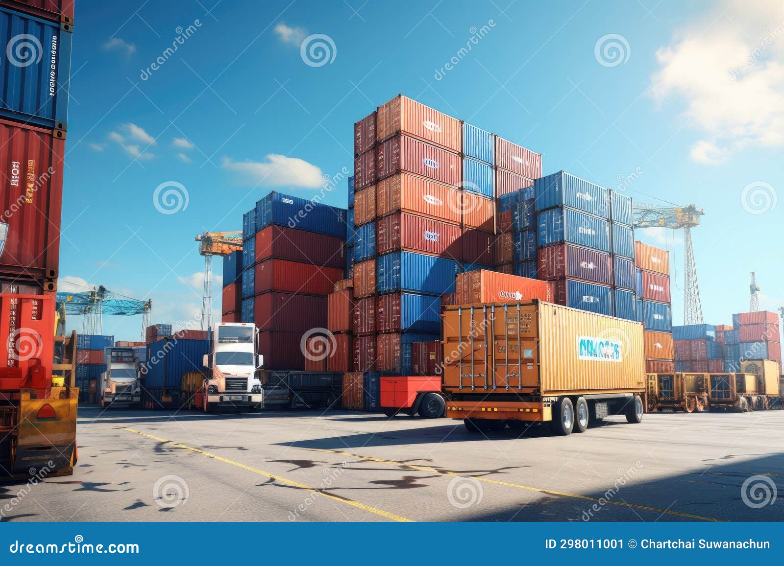 Containers Stacked on a Ship in the Port Representing the Import and ...