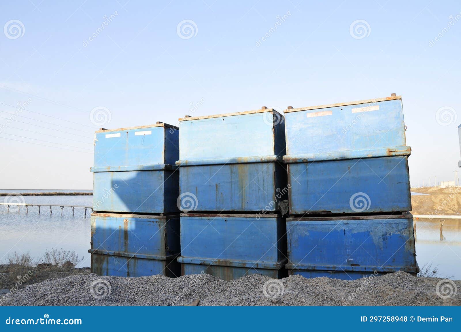 Containers Stacked Together Stock Photo - Image of blue, traffic: 297258948
