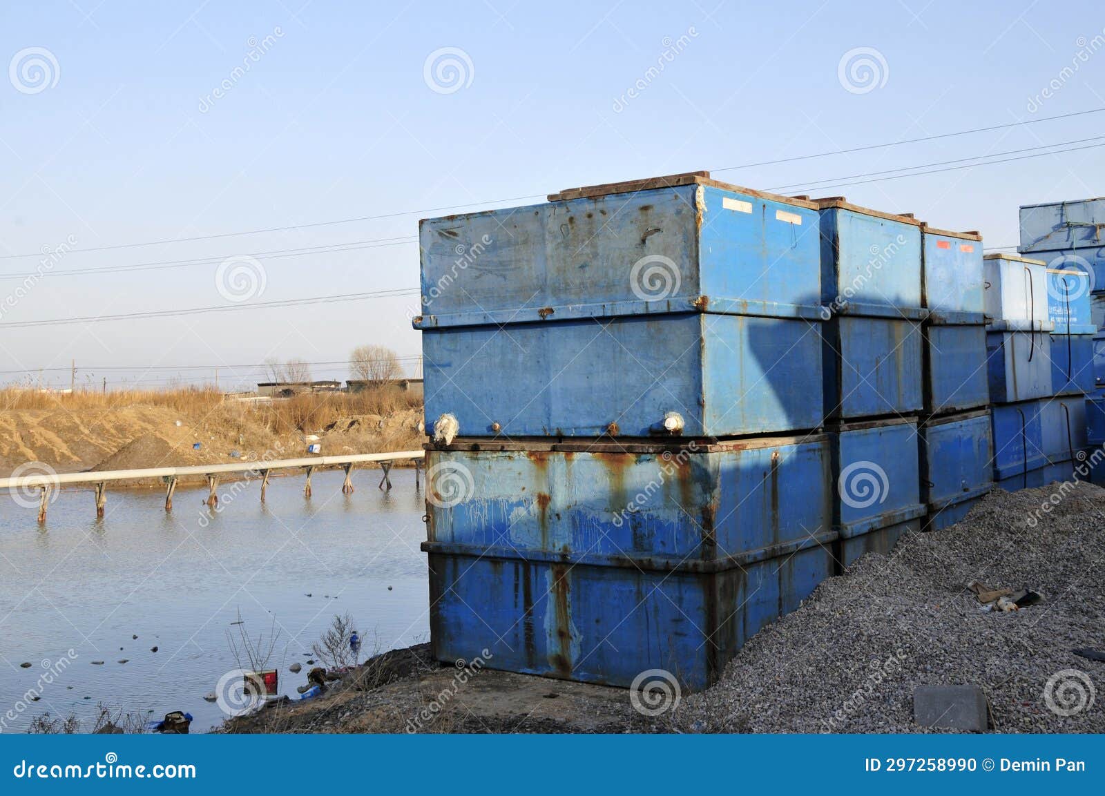 Containers Stacked Together Stock Photo - Image of yard, freight: 297258990
