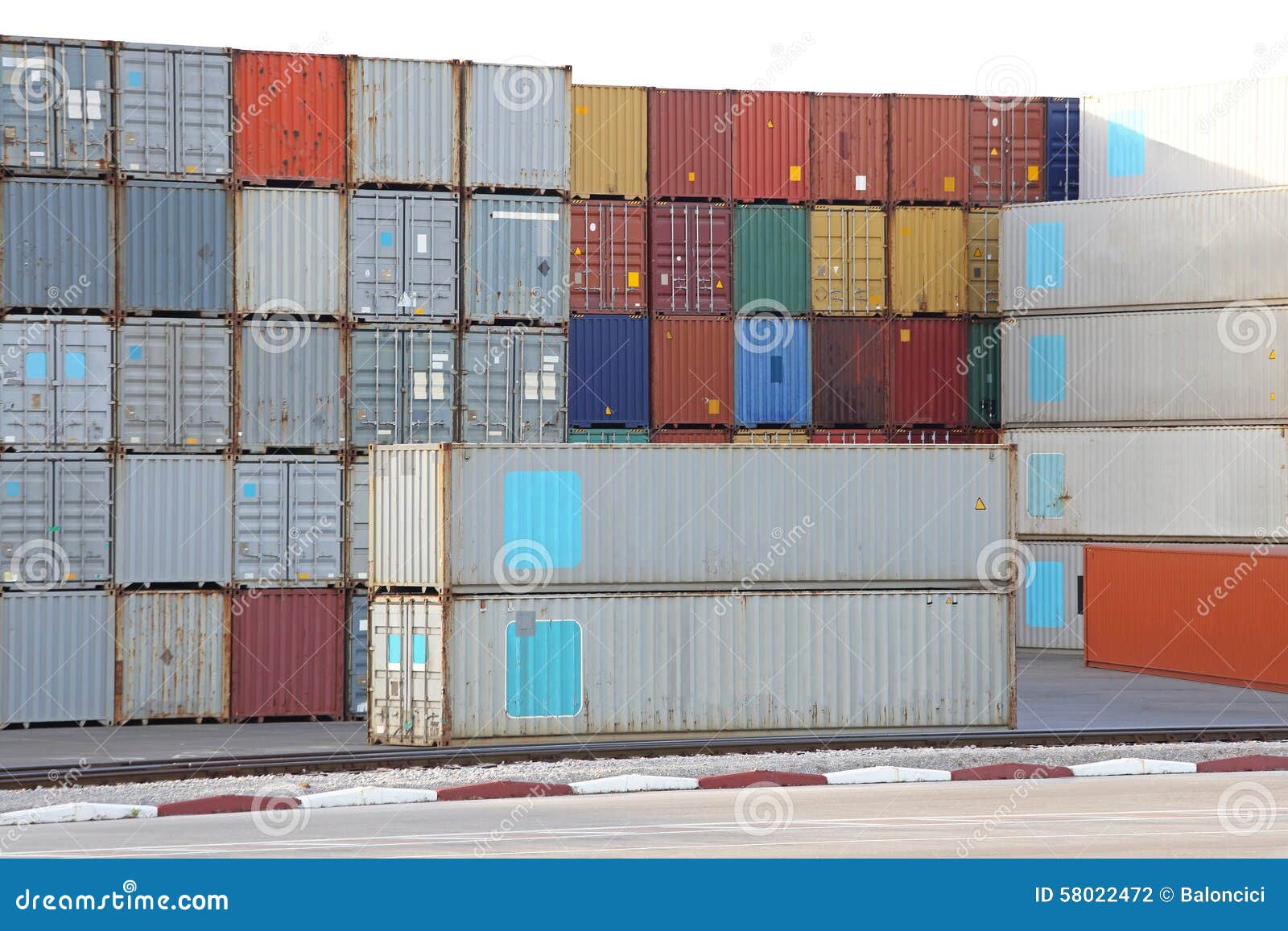 Containers Terminal stock photo. Image of freight, stack - 58022472