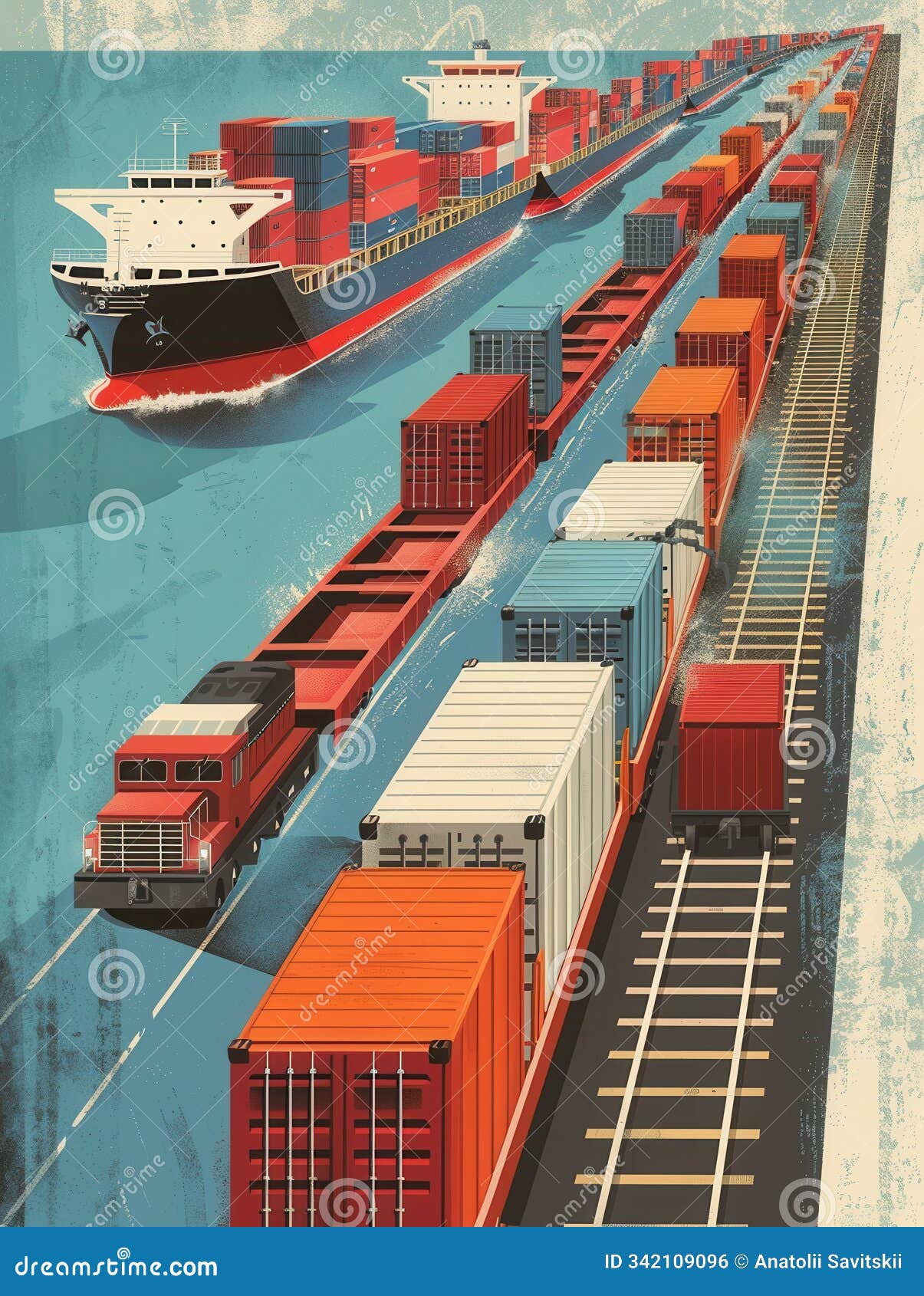 Containers are Transferred from a Large Cargo Ship To Trucks ...