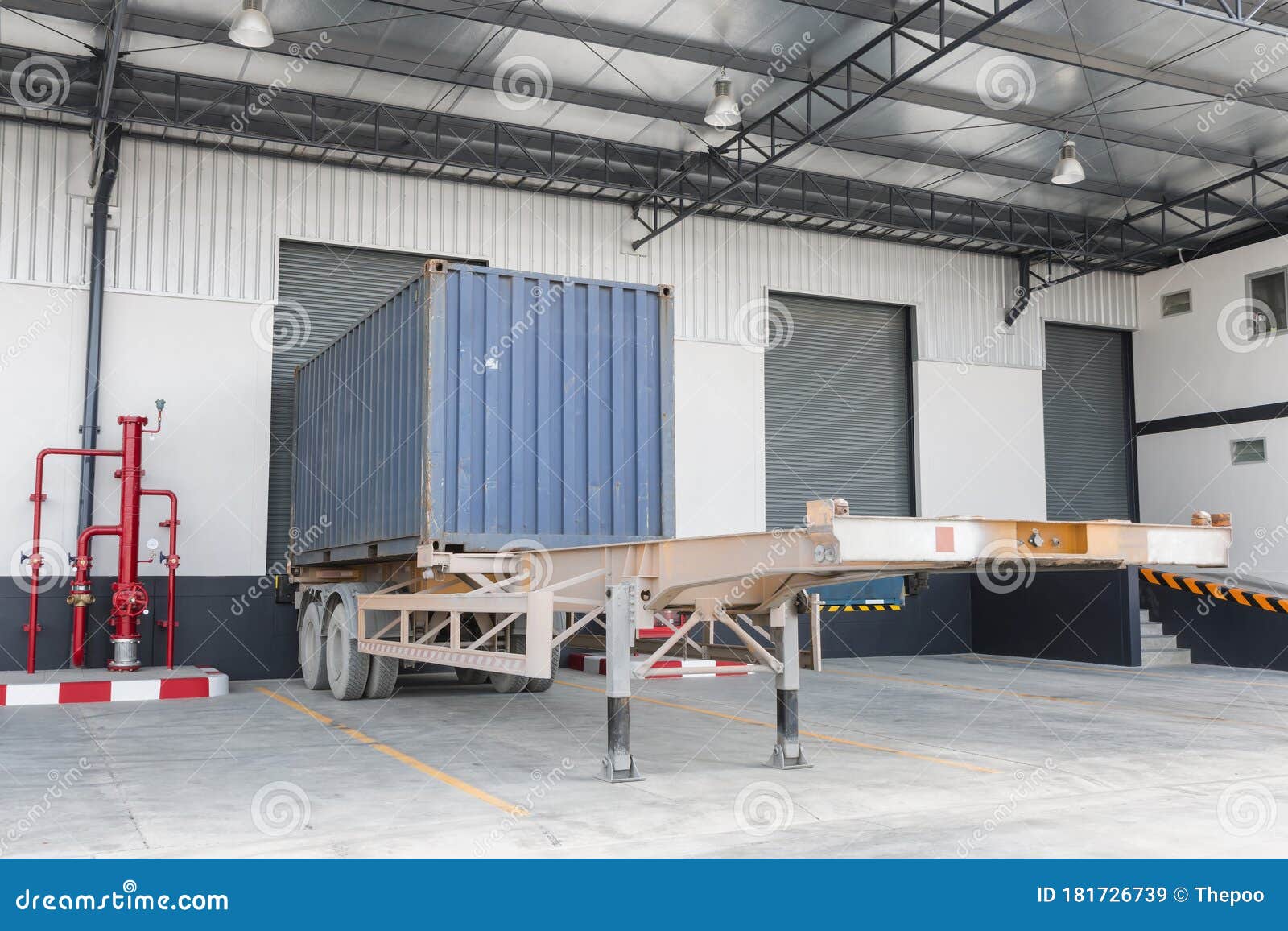 Containers at the Warehouse Door for Loading and Unloading Goods. Stock ...