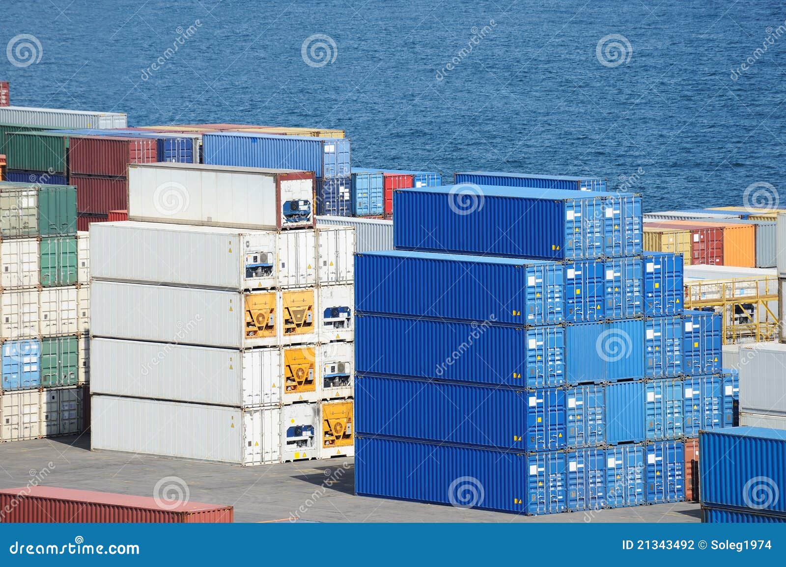 Containers Warehouse and Sea Stock Photo - Image of panorama, trade ...