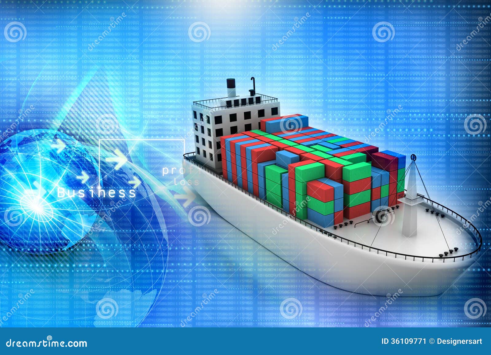Containerschiff stock abbildung. Illustration von ozean - 36109771