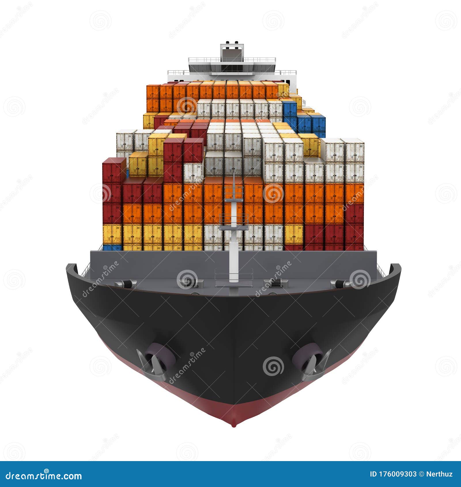 Containerschip geïsoleerd stock illustratie. Illustration of boot ...