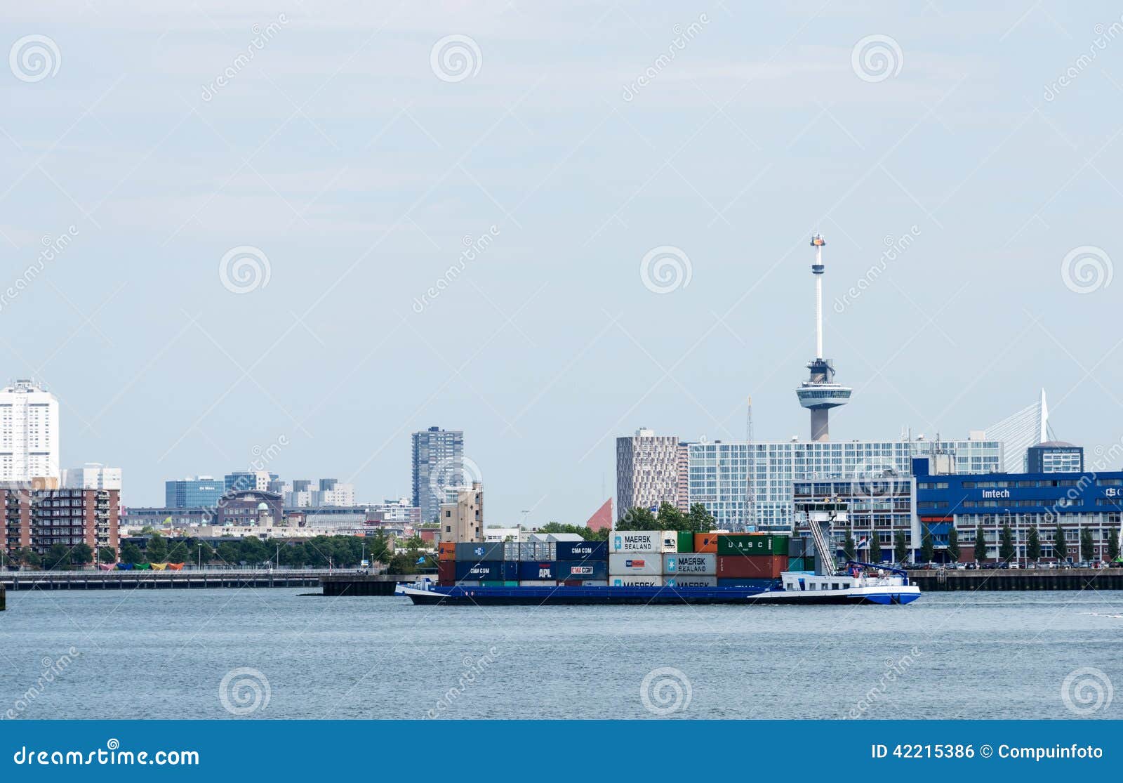 Containership Entering Rotterdam Harbor Editorial Photo - Image of ...