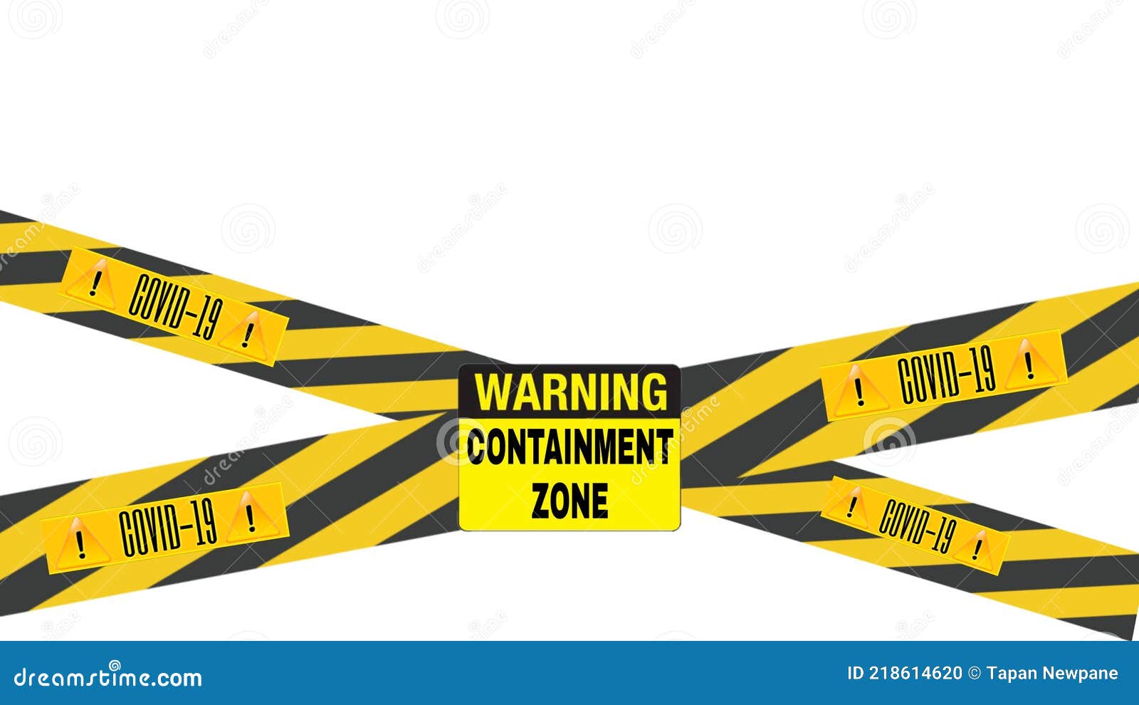 Containment Zone Warning Caution Tape on White Background, Covid 19 ...