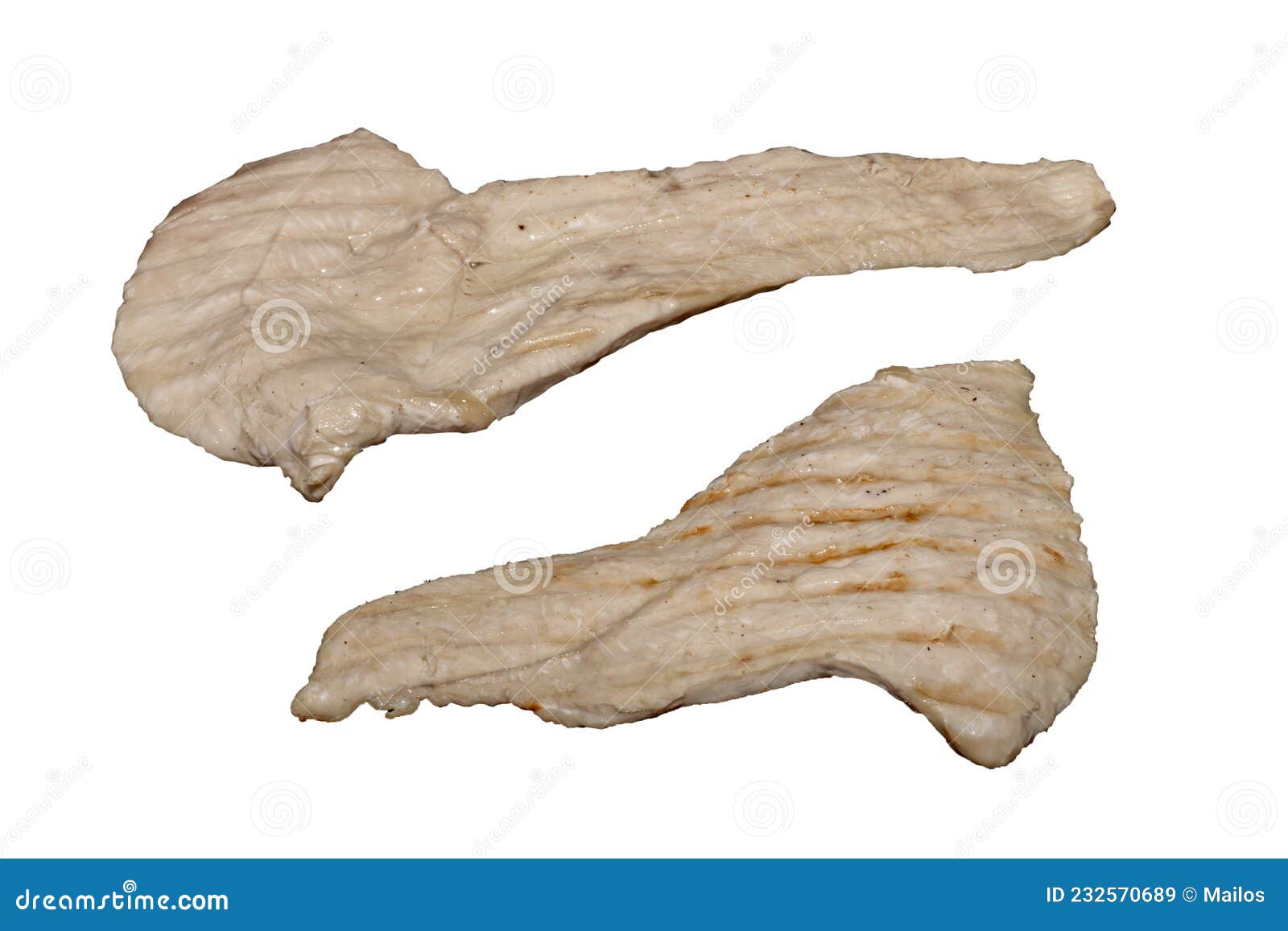 Two Slices of Chicken on a White Background Stock Image - Image of meat ...
