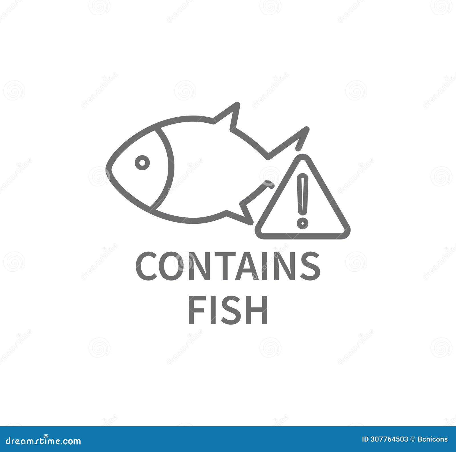 Contains Fish Food Allergy Vector Line Icon Stock Vector - Illustration ...