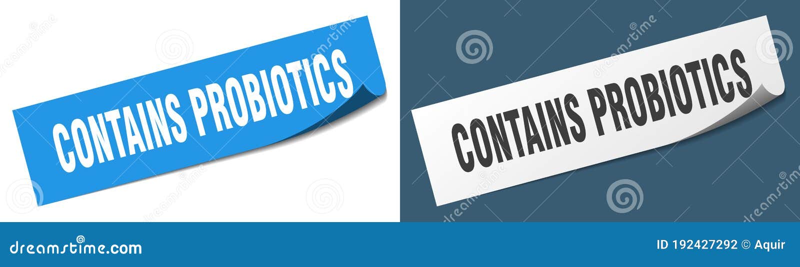 Contains Probiotics Sticker. Contains Probiotics Sign Set Stock Vector ...