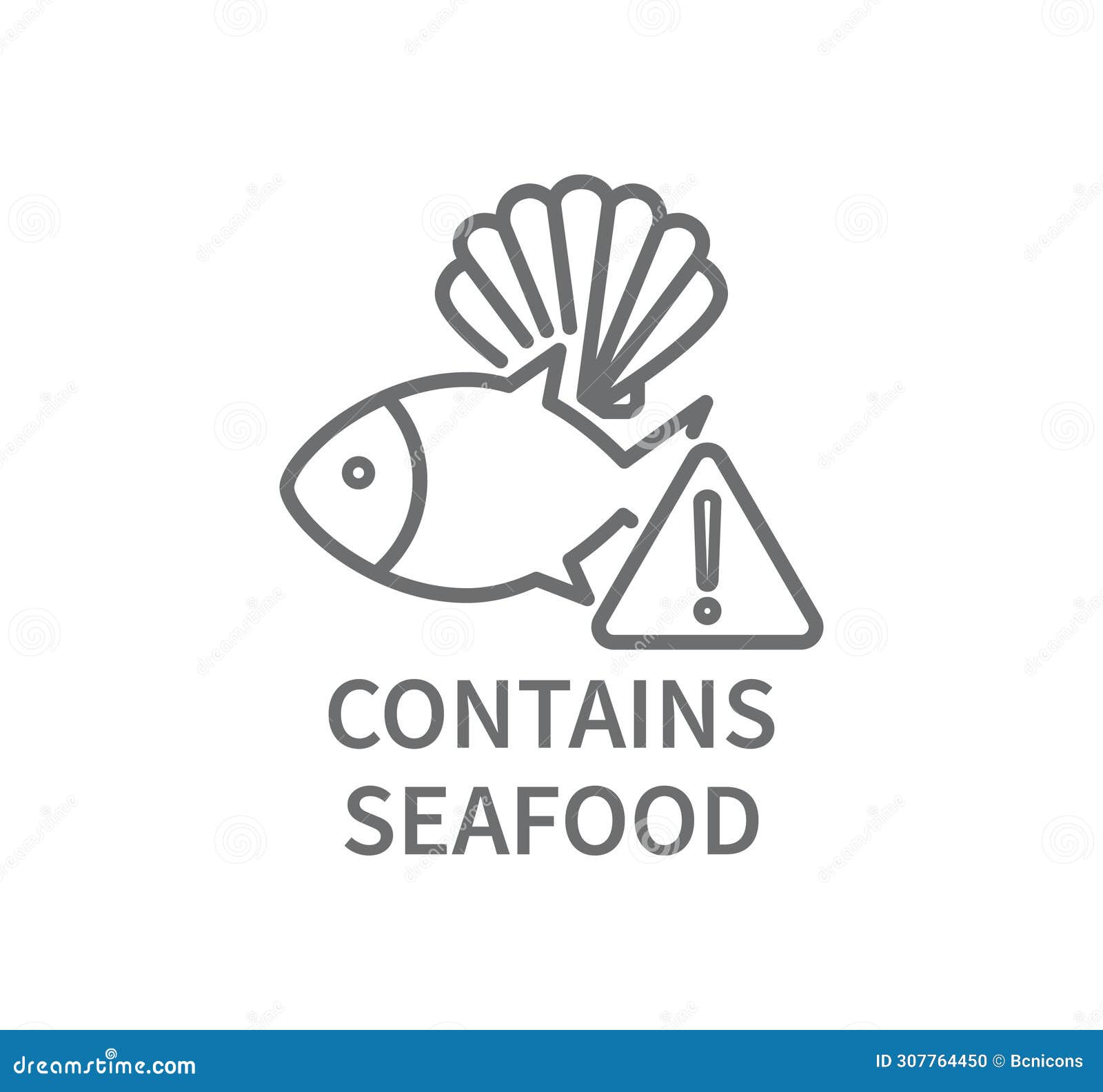 Contains Seafood Food Allergy Vector Line Icon Stock Vector ...