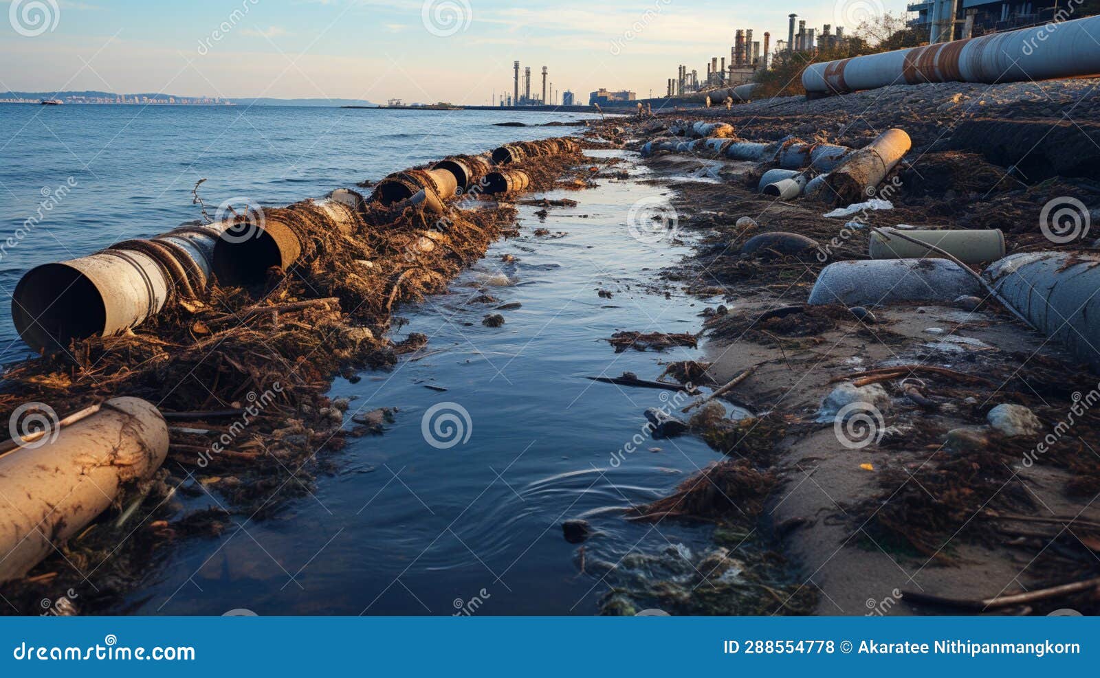 Contaminated Water Concept, Dirty Water Flows from the Pipe into the ...