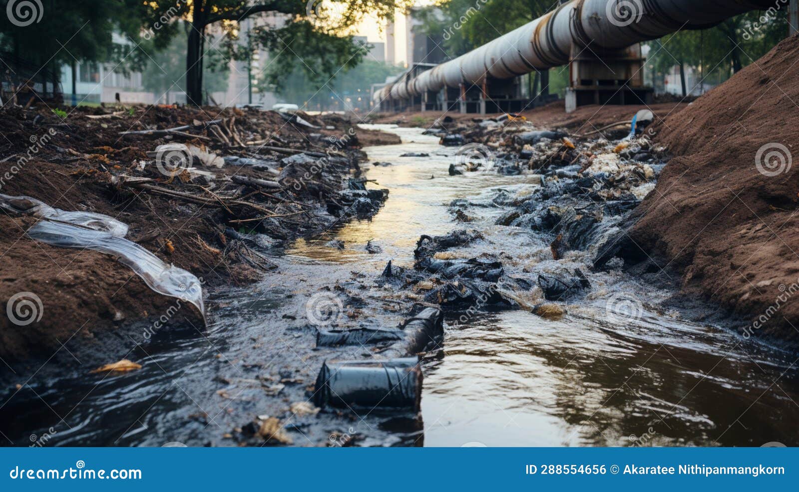 Contaminated Water Concept, Dirty Water Flows from the Pipe into the ...