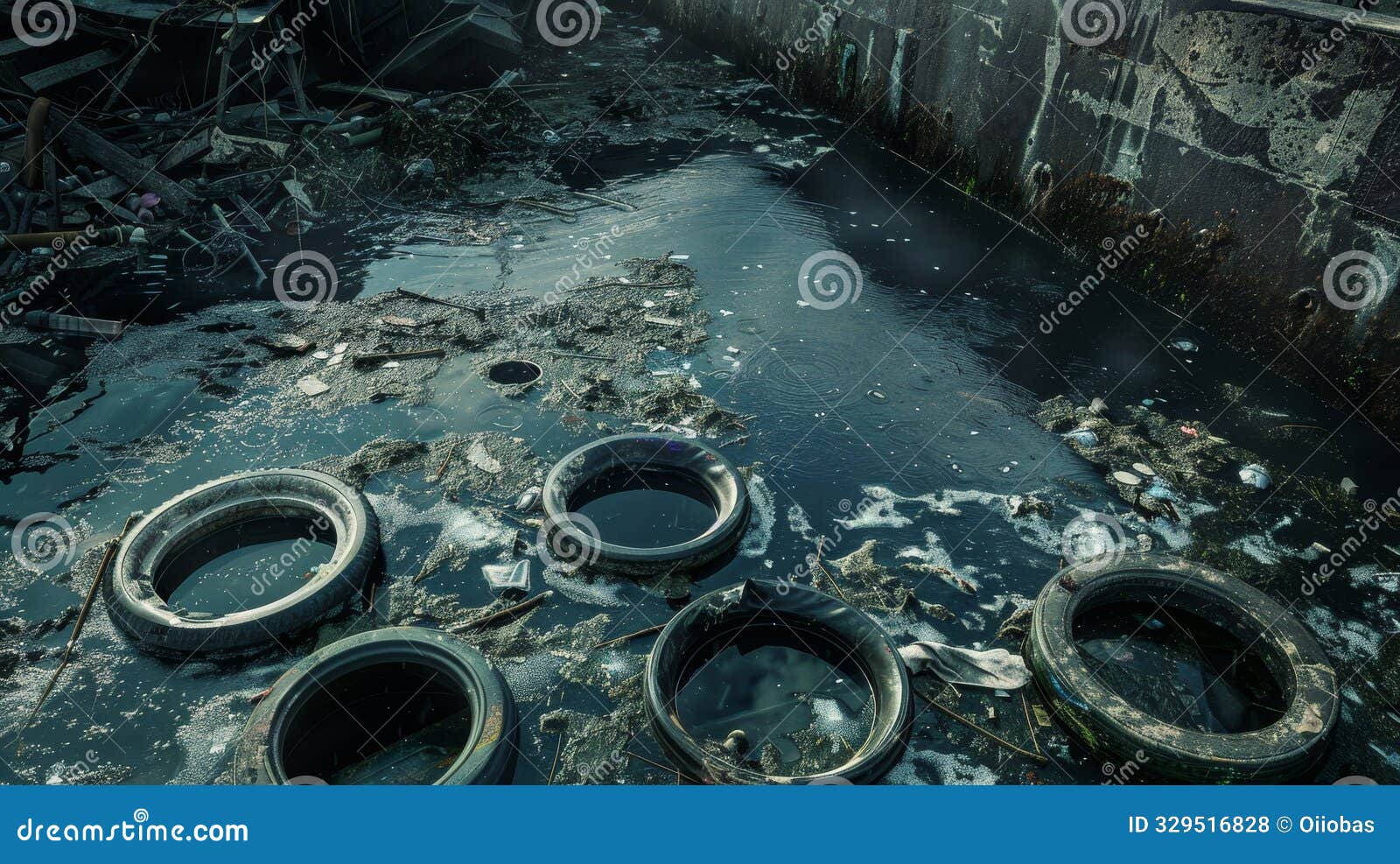 Contaminated Water In The Swimming Pool Vector Illustration ...