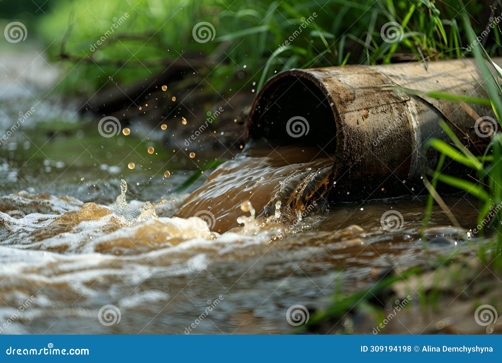 Contaminated Water Spills from the Pipe into the River, Leading To an ...