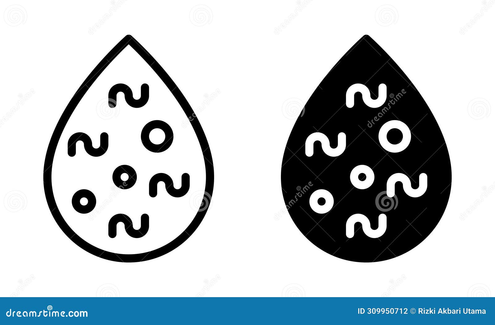 Contaminated Water Icon with Outline and Glyph Style. Stock Vector ...