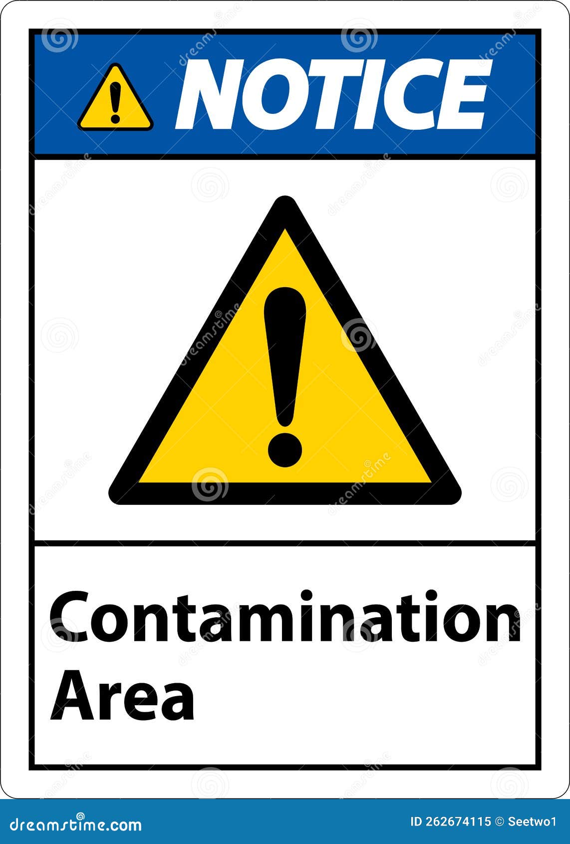 Contamination Area Notice Sign on White Background Stock Vector ...