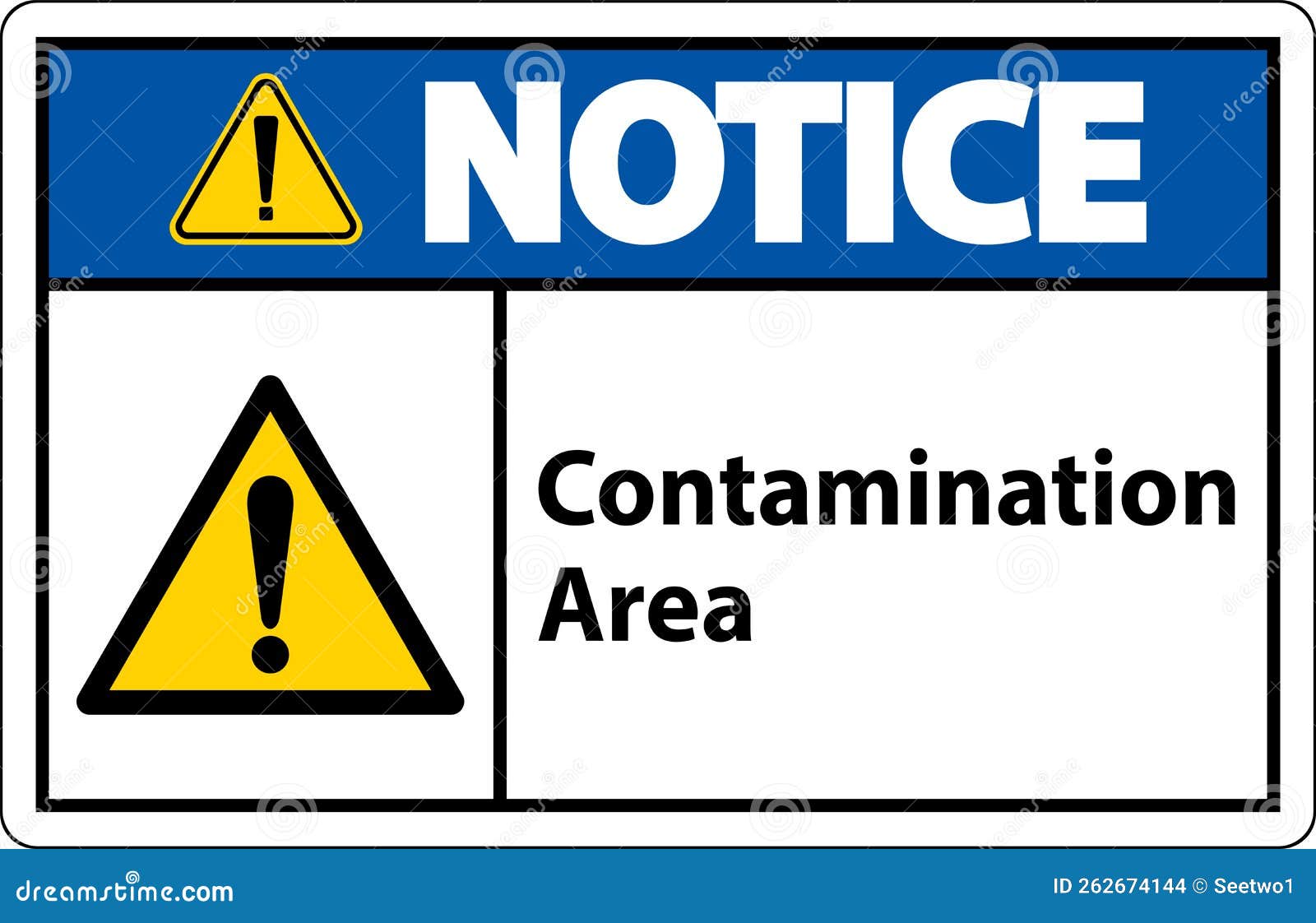 Contamination Area Notice Sign on White Background Stock Vector ...