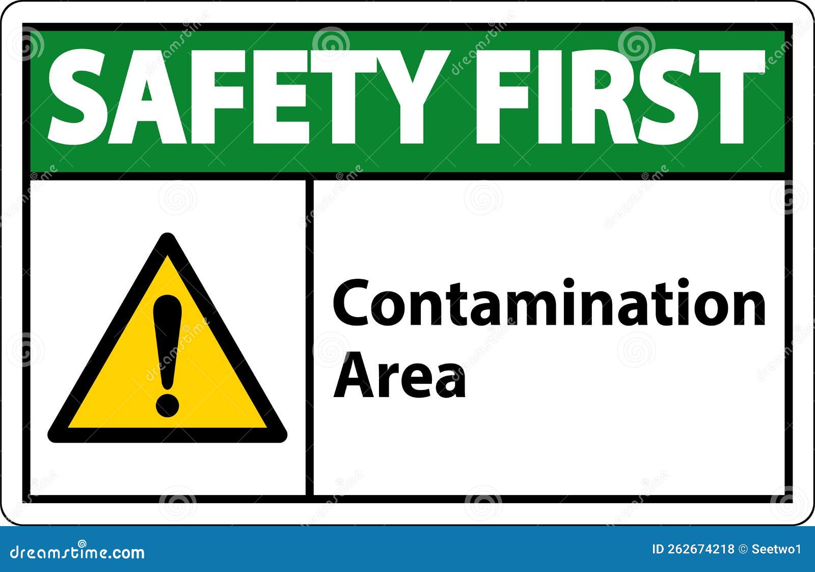 Contamination Area Safety First Sign on White Background Stock Vector ...