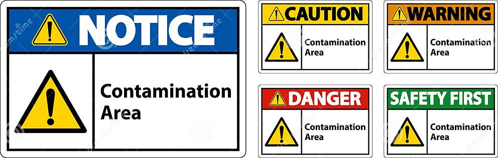 Contamination Area Warning Sign on White Background Stock Vector ...
