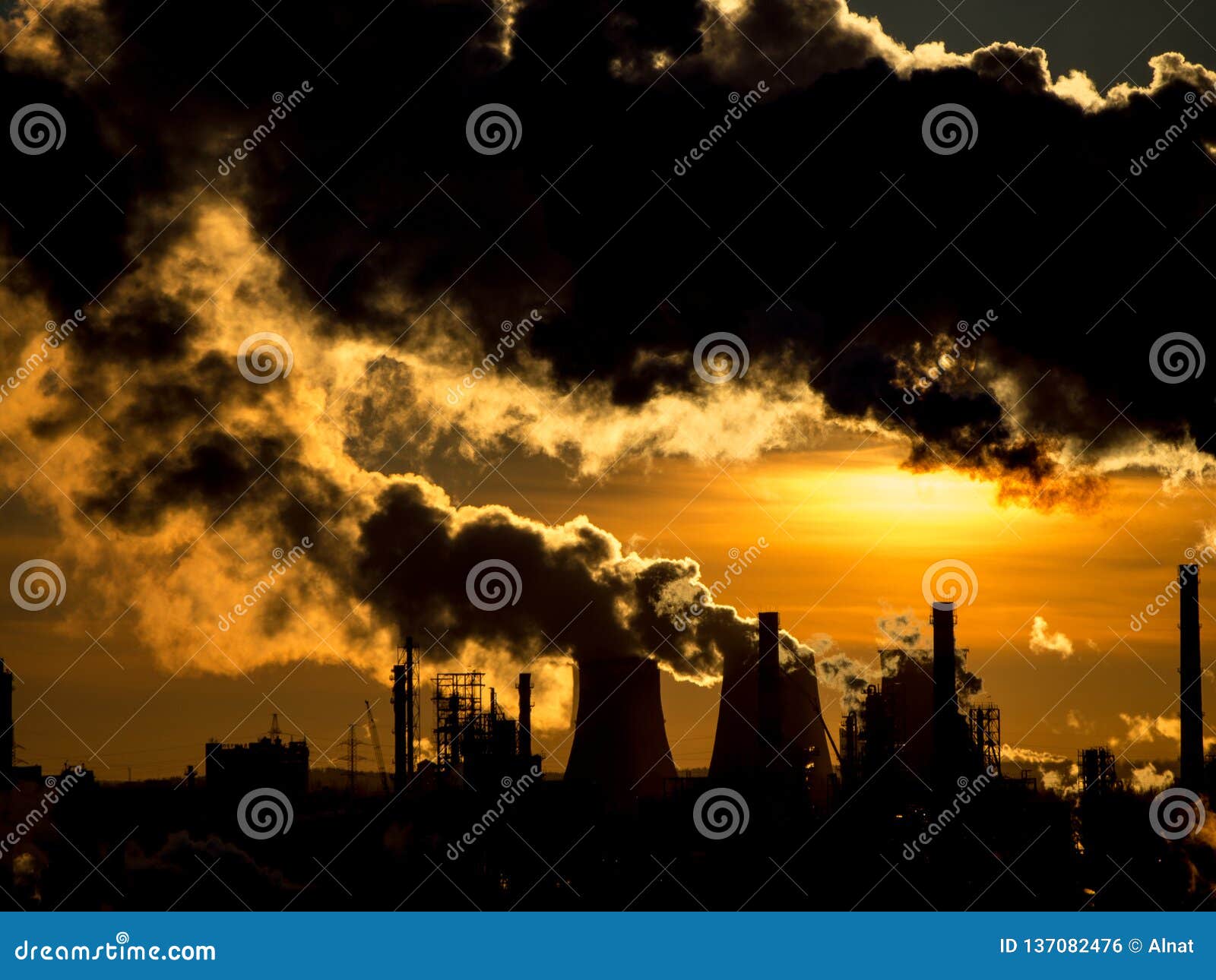 Industrial Plant Emitting Heavy Smoke Stock Photo - Image of produce ...