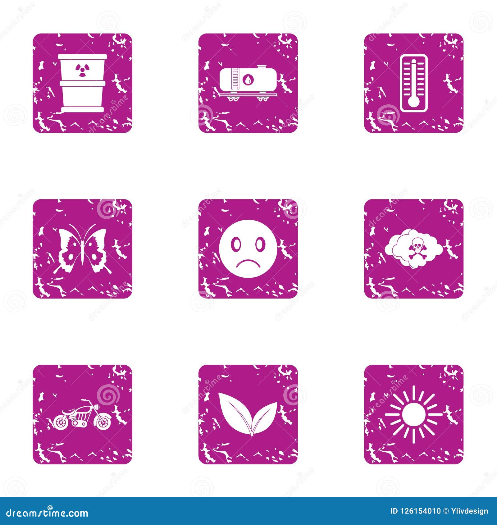 Contamination Icons Set, Grunge Style Stock Vector - Illustration of ...
