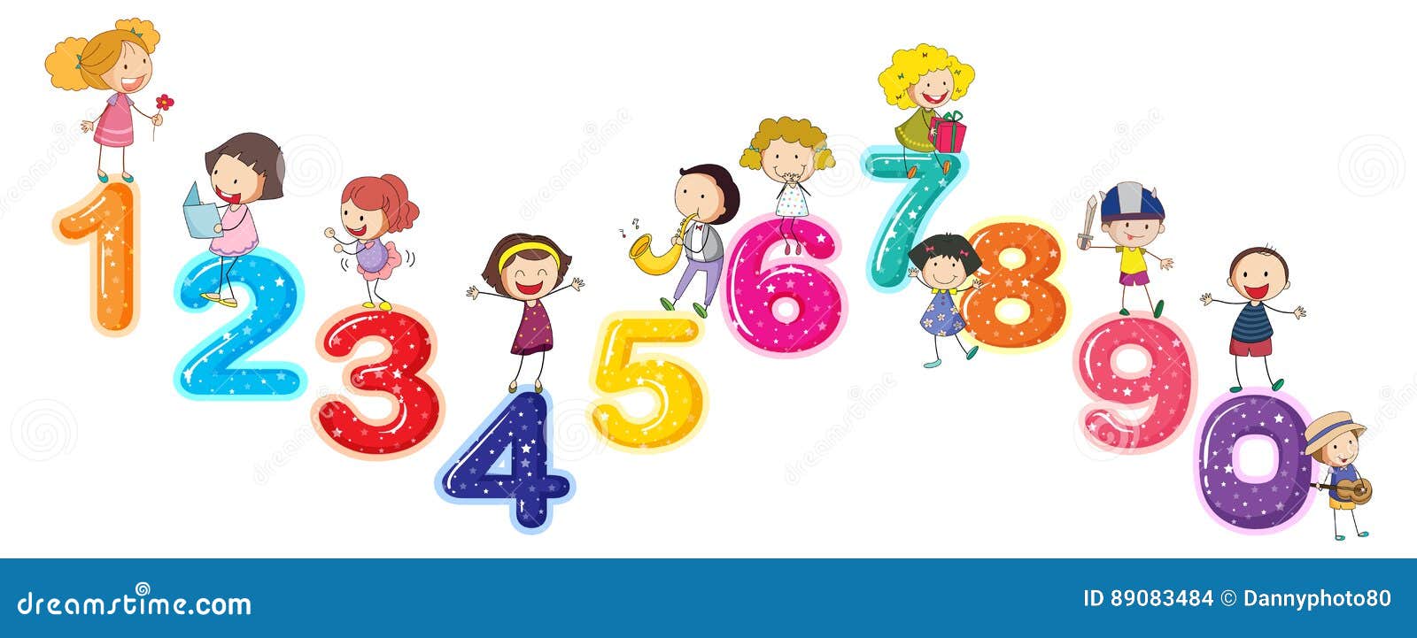 Contando Números Com Crianças Ilustração do Vetor - Ilustração de oito ...