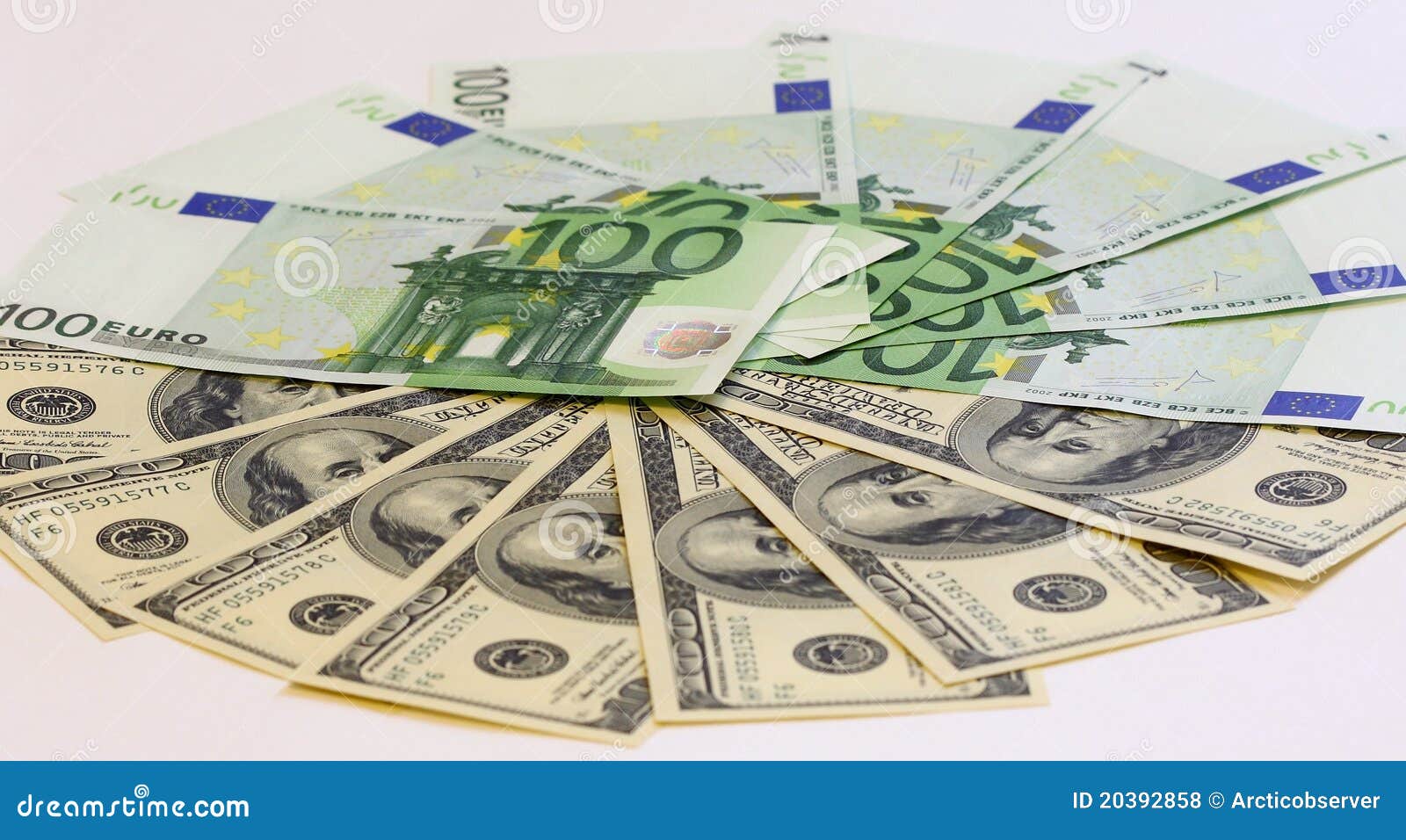 Contant Geld, Euro En Dollar Stock Foto - Image of honderd, dollar ...