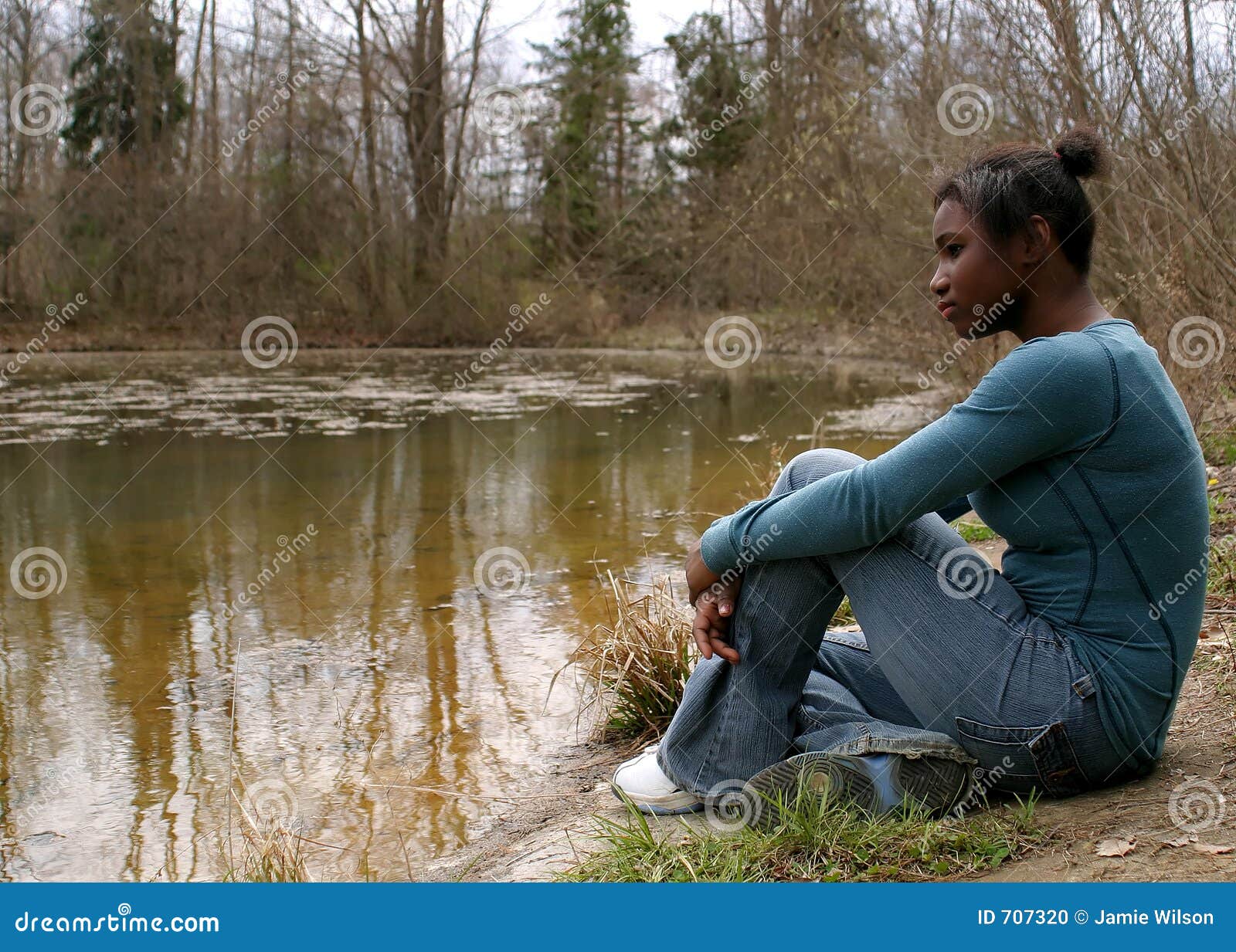 Contemplate stock photo. Image of american, female, attractive - 707320