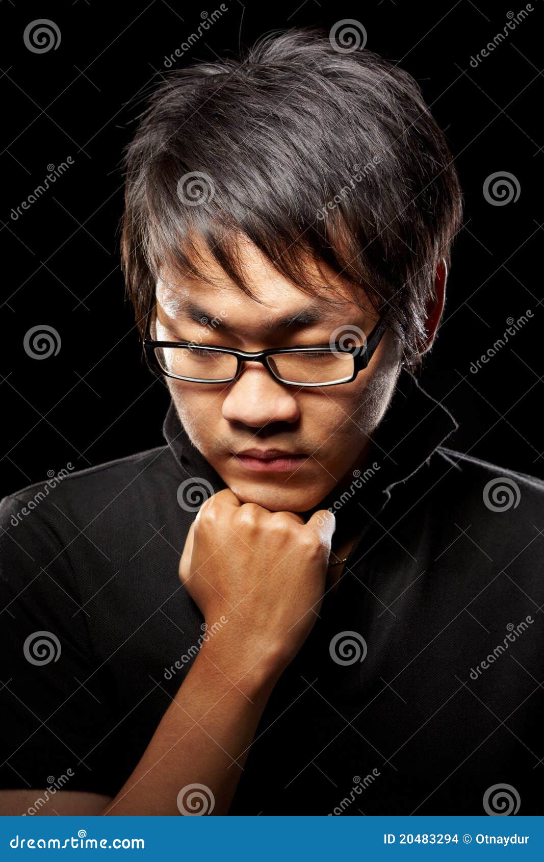 Contemplate Asian man stock photo. Image of problem, male - 20483294