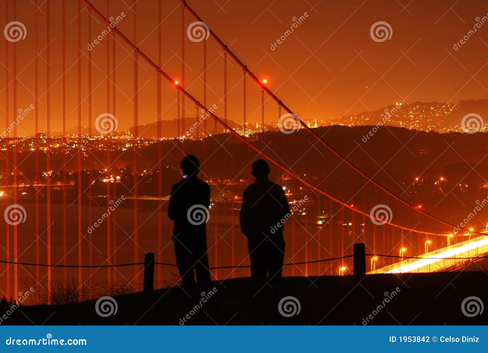 People Watching Over San Francisco Stock Photo - Image of bridge, dark ...