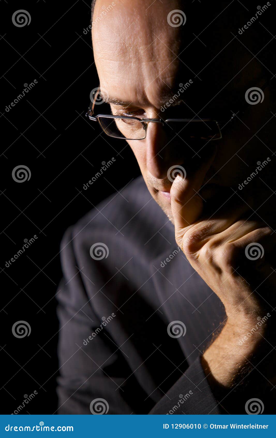 Contemplating businessman stock photo. Image of kind - 12906010