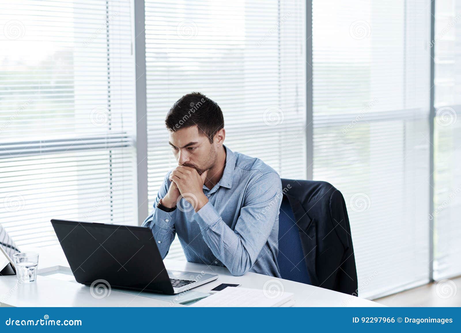 Contemplating businessman stock photo. Image of young - 92297966