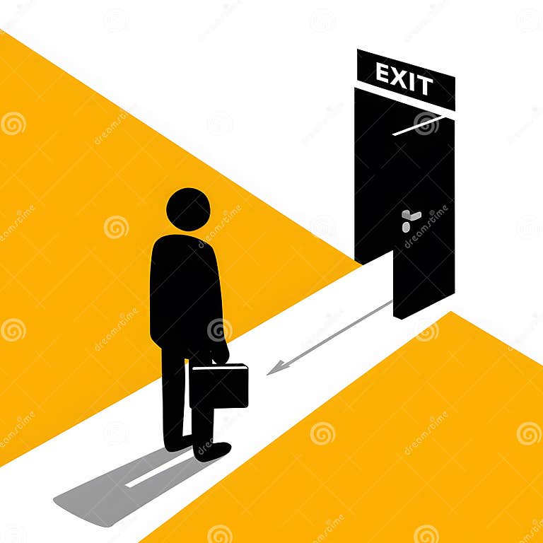 Contemplating the Exit, a Silhouette Stands at a Yellow White Split ...