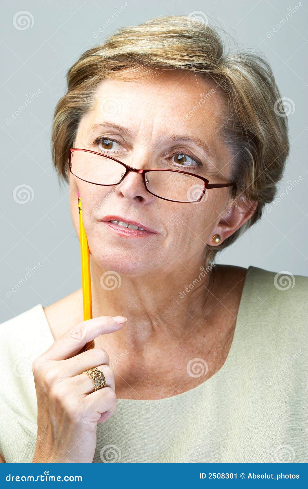 Contemplating woman stock image. Image of aged, front - 2508301