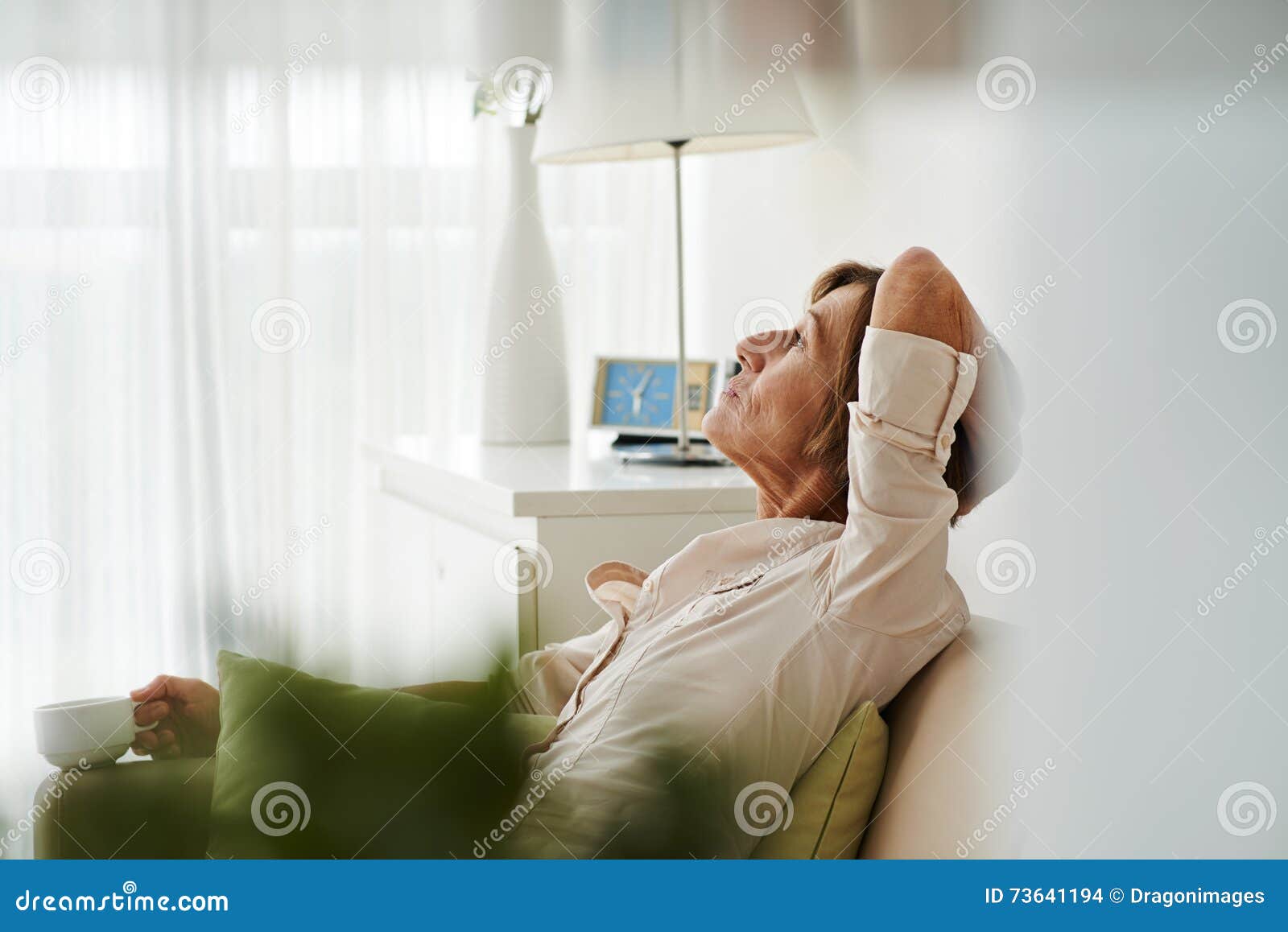 Contemplating woman stock photo. Image of female, elderly - 73641194