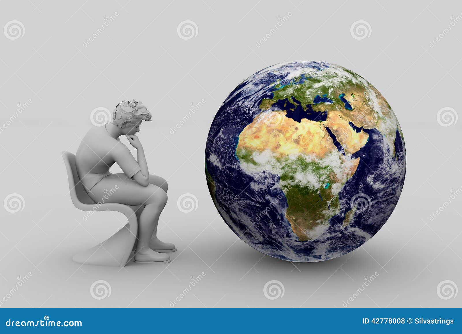 Contemplating world issues stock illustration. Illustration of pensive ...