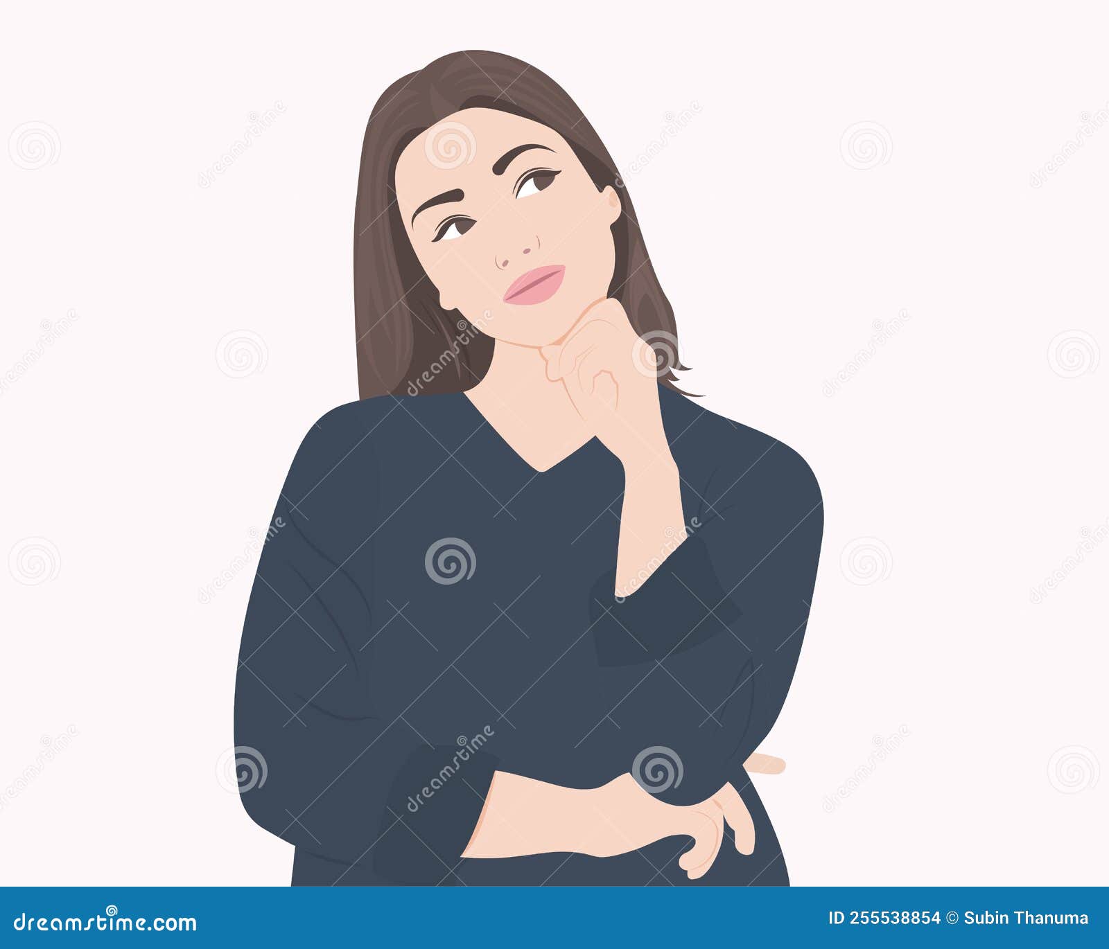 Girl Thinking Vector Illustration Stock Vector Illustration Of