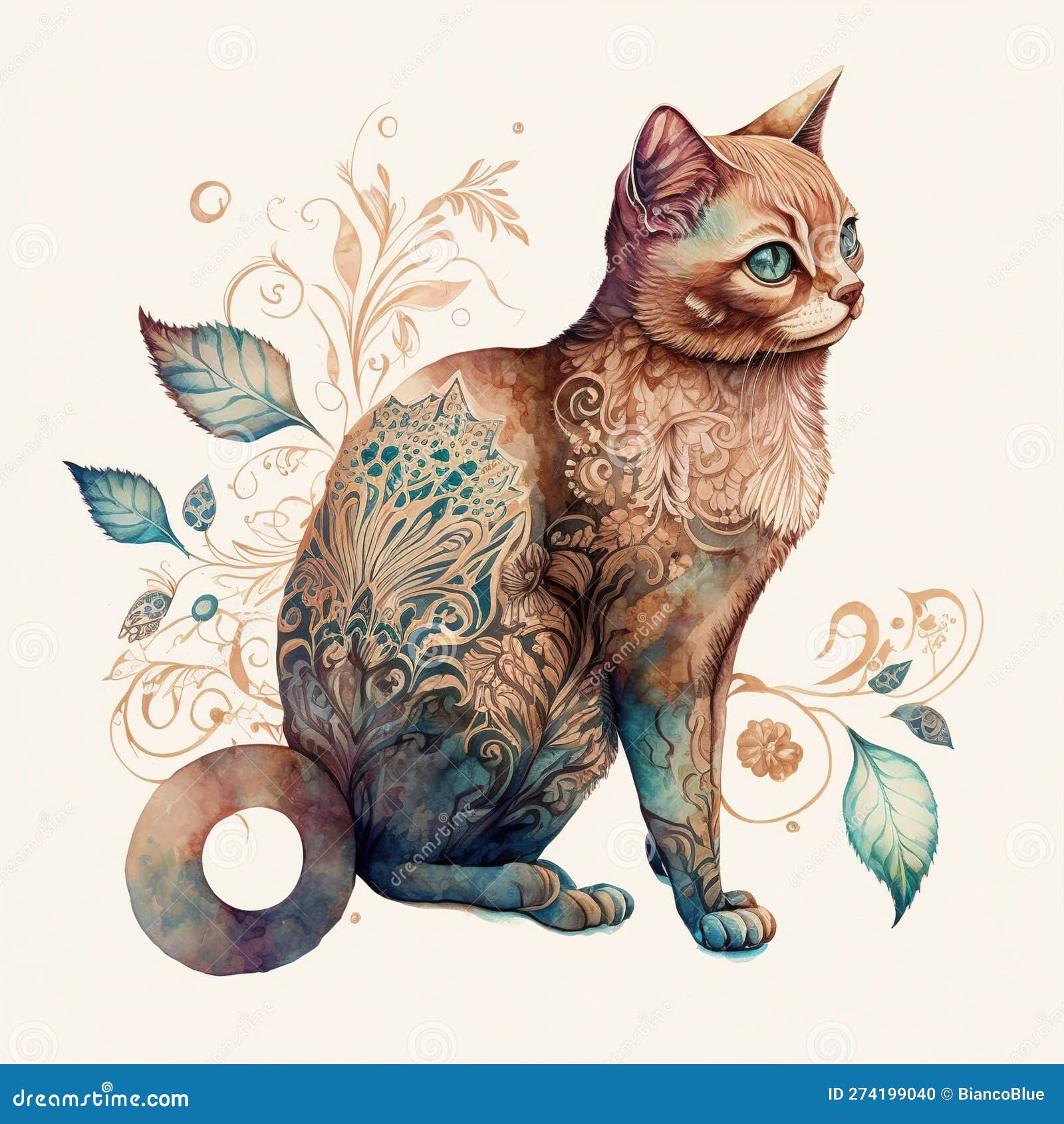 Contemporary Abstract Art Work of Cat with Colorful Color Texture Stock ...