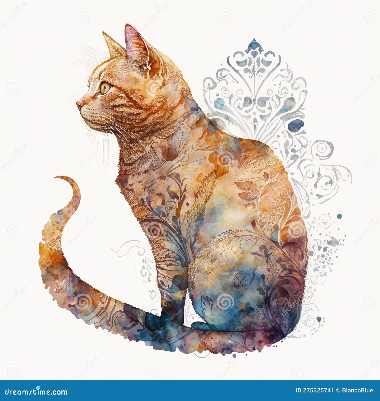 Contemporary Abstract Art Work of Cat with Colorful Color Texture Stock ...