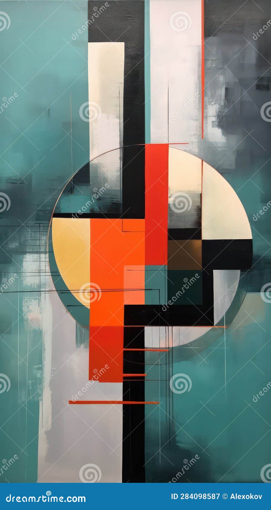 Contemporary Abstract Composition with Intersecting Planes and Bold ...