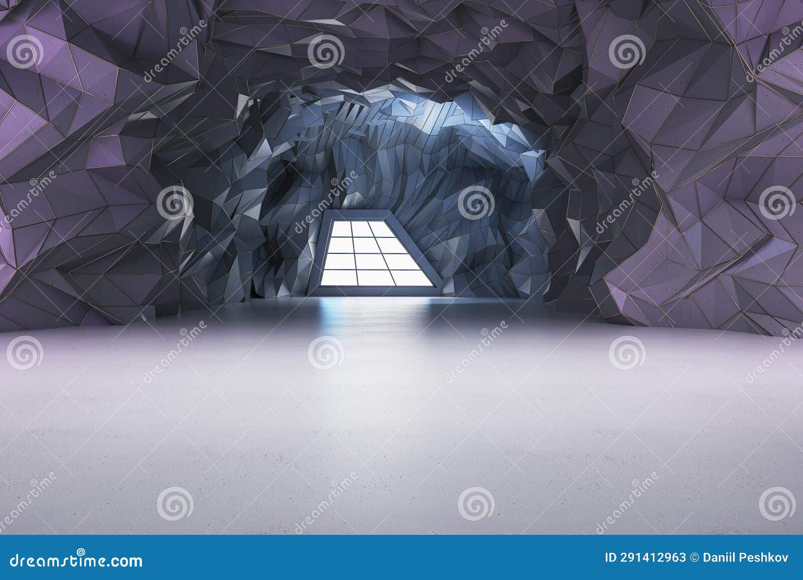 Contemporary Abstract Geometric Crystal Cave Museum Interior with ...
