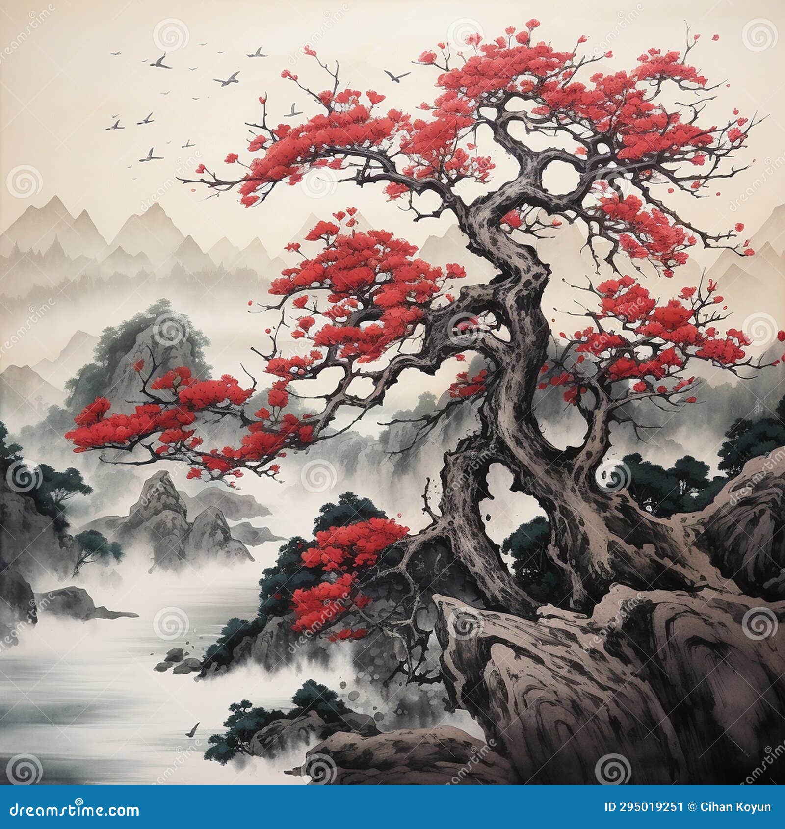 Contemporary Abstract Sumi-e Ink Painting Stock Illustration ...