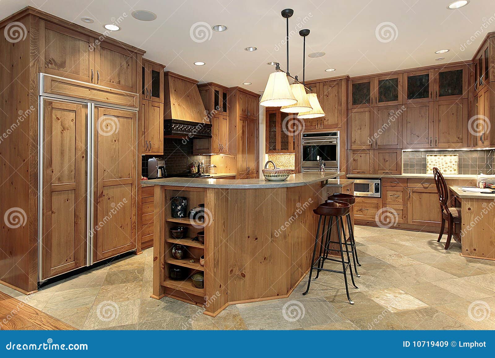 Contemporary All Wood Kitchen Stock Image - Image of estate ...